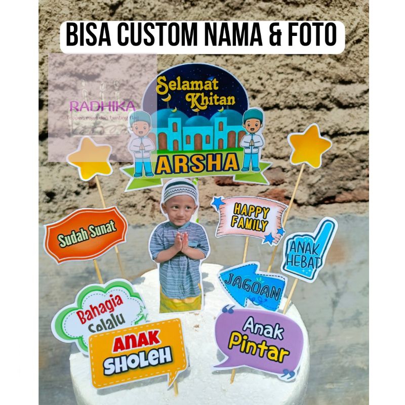 Jual Topper Khitan selamat Khitan custom nama foto / Khitanan kue Photo ...