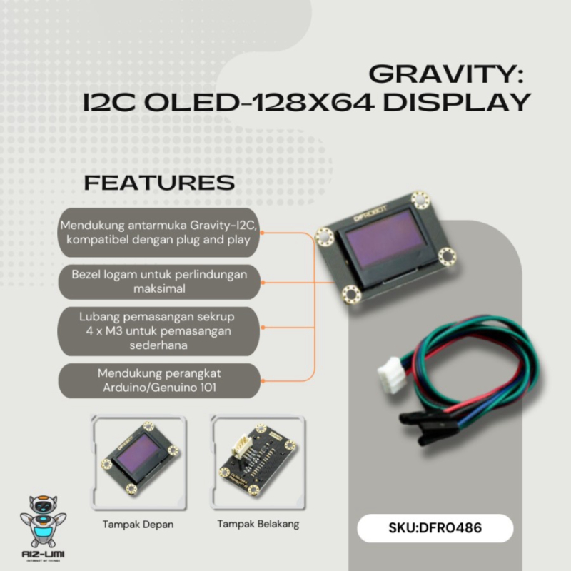 Jual DFRobot Gravity : I2C OLED 128x64 Display Berkualitas | Shopee Indonesia