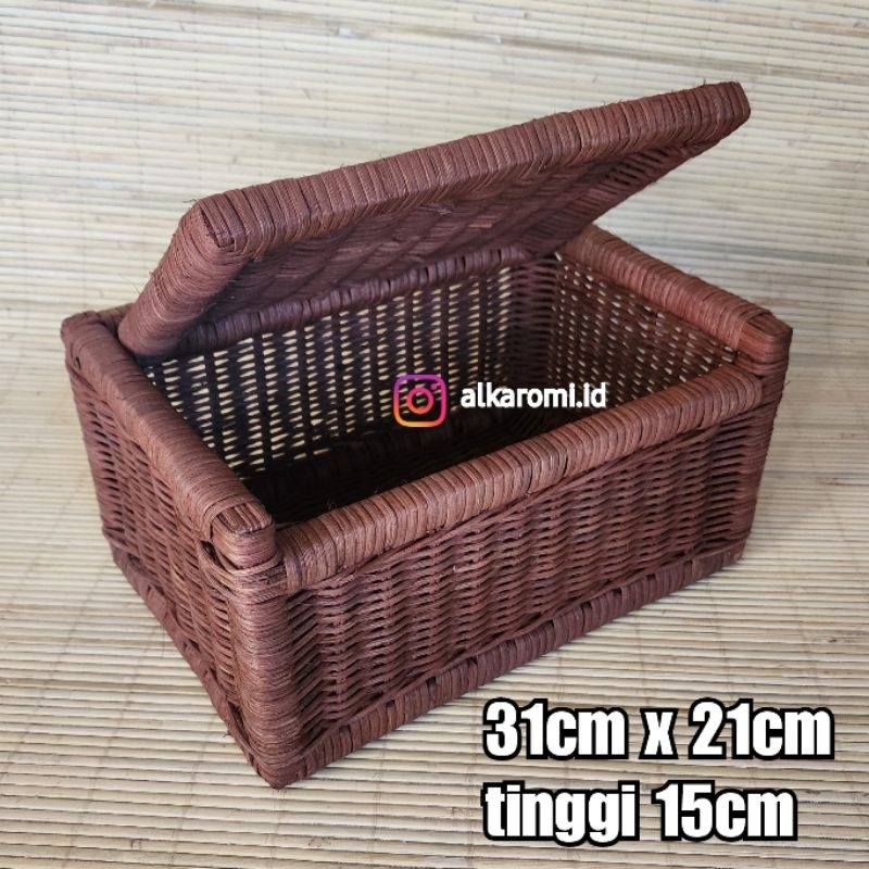 Jual keranjang koleksi hampers / Rotan Kotak tutup / rotan hidden ...