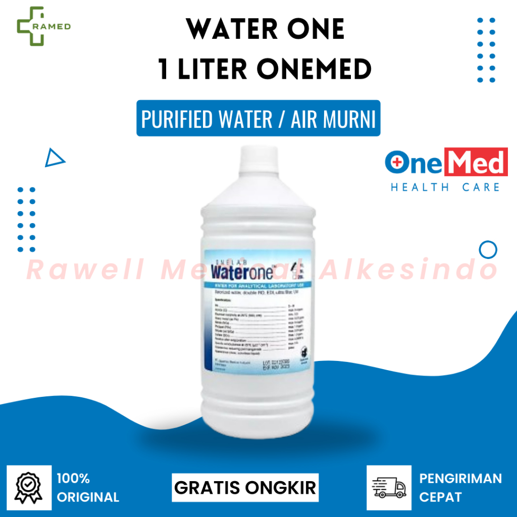 Jual Water One 1L Onemed / Aquades / Aquabidest / Purified Water Air ...