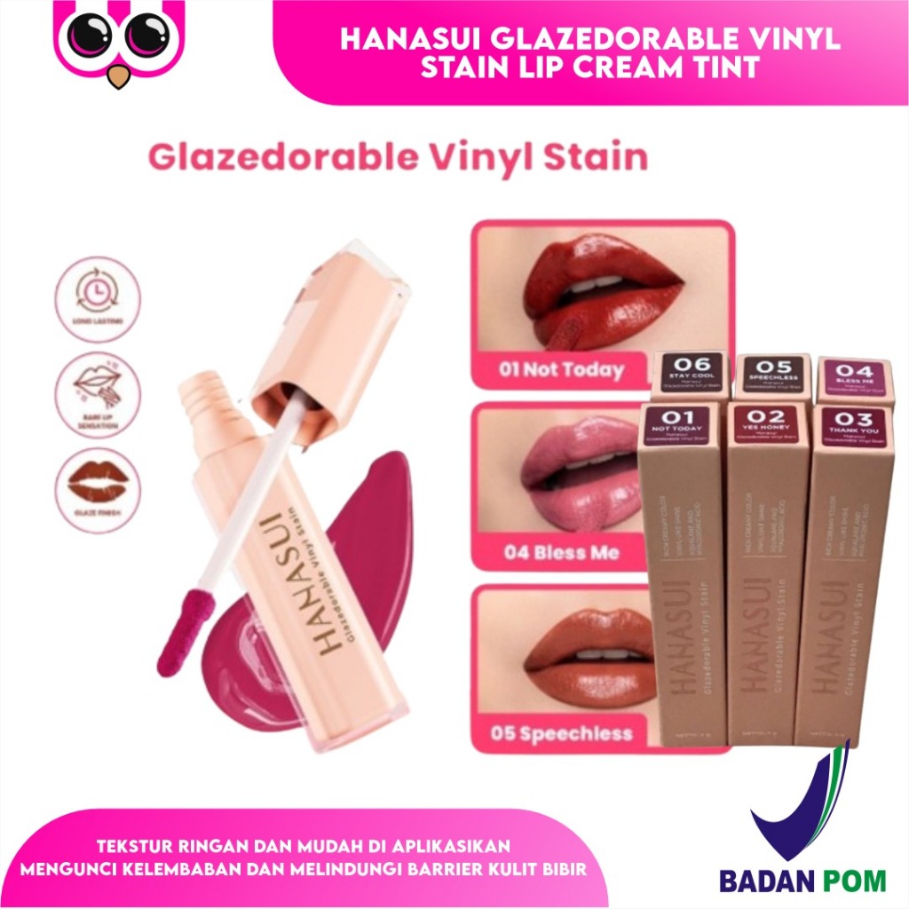 Jual HANASUI GLAZEDORABLE VINYL STAIN LIP CREAM TINT | Shopee Indonesia