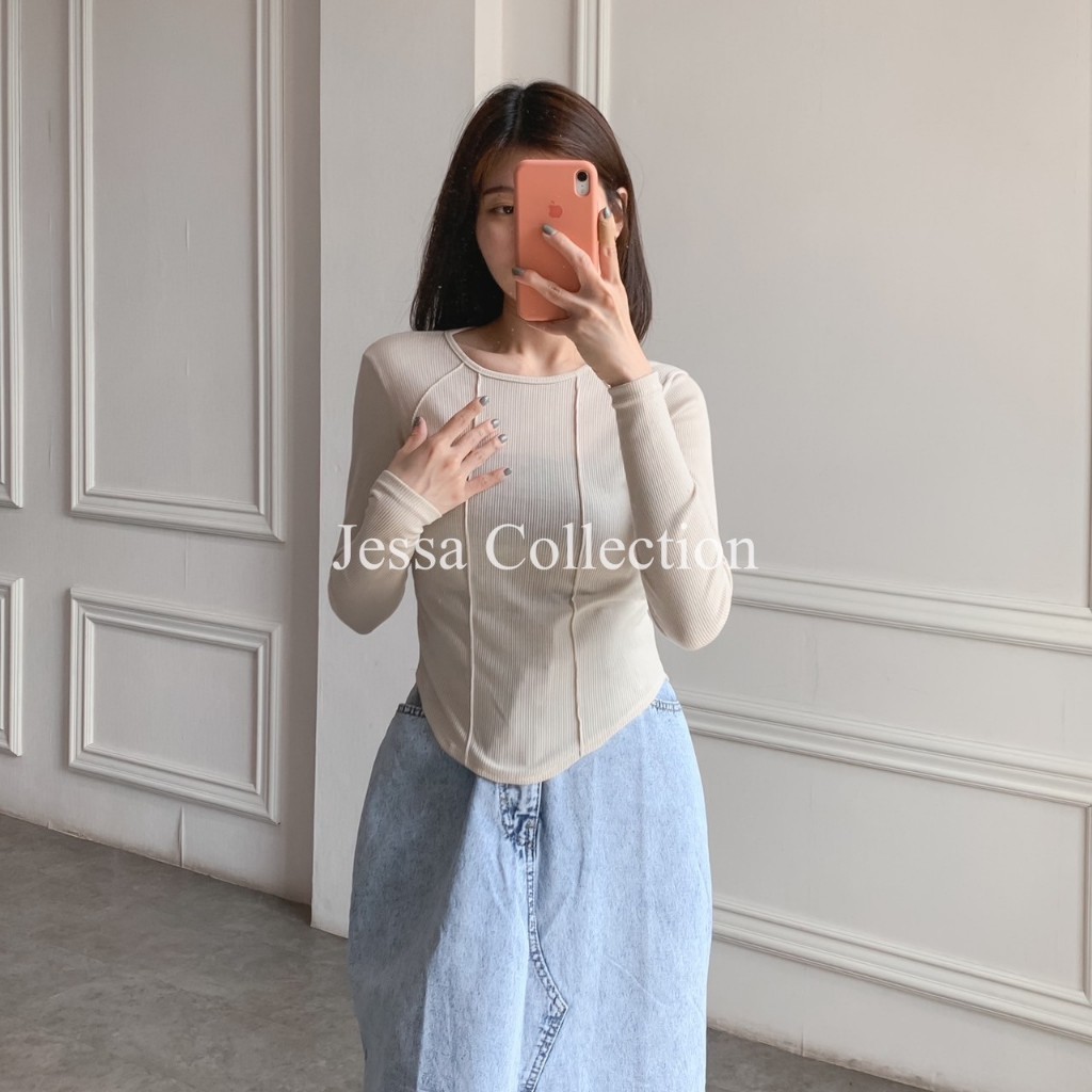 Jual Maya Knit Longsleeve ND 149 Atasan Wanita Tangan Panjang Motif Polos Simple | Shopee Indonesia