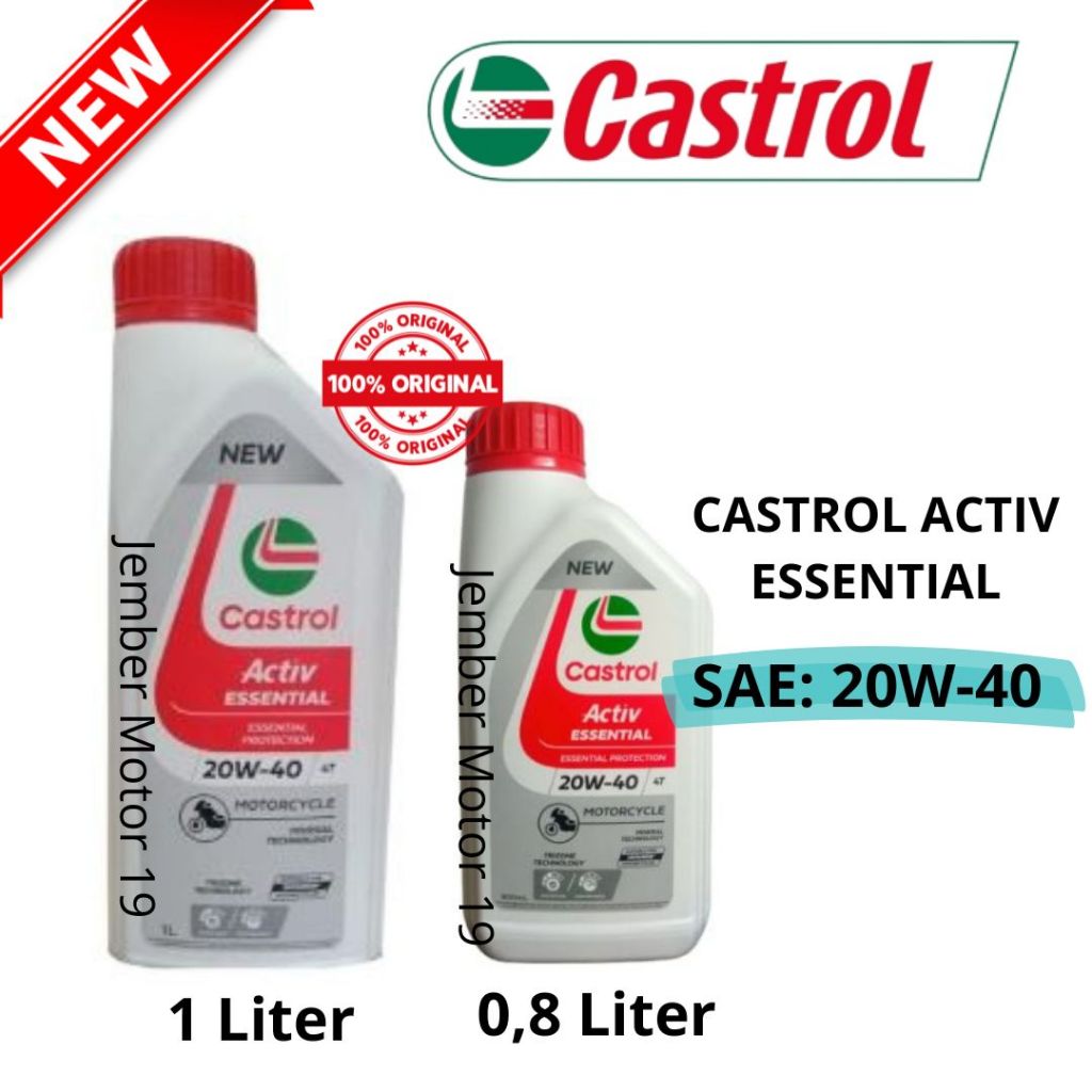 Jual OLI MOTOR CASTROL ACTIV ESSENTIAL 4T 800 ML DAN 1 LITER BEBEK 20W ...