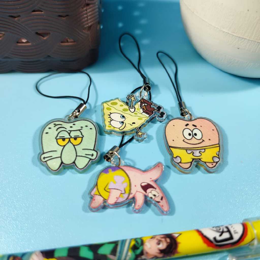 Jual Gantungan Kunci Cartoon SpongeBob SquarePants Akrilik Bening ...