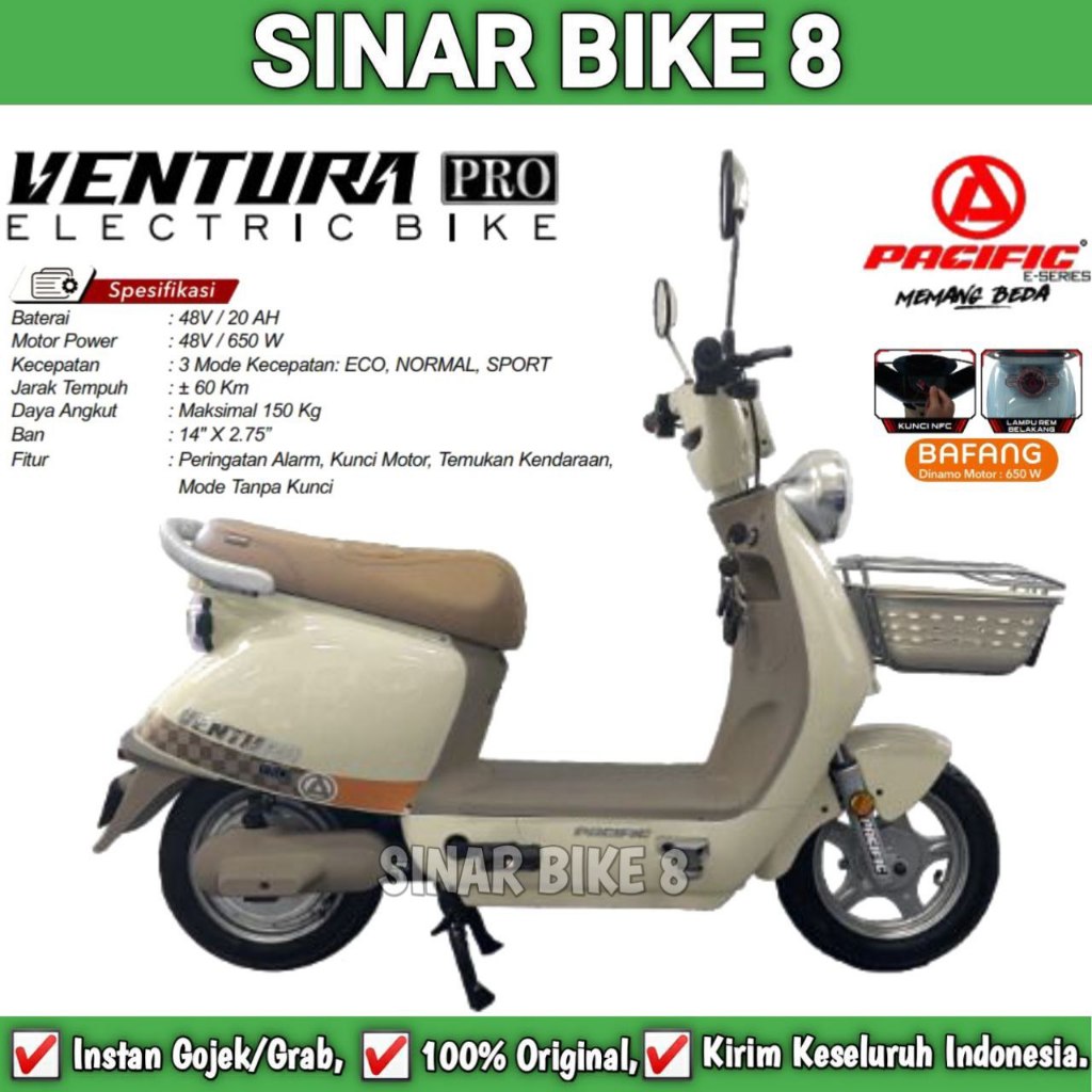 Jual Sepeda Listrik PACIFIC VENTURA PRO 20 AH Electric E-Bike 650 Watt | Shopee Indonesia