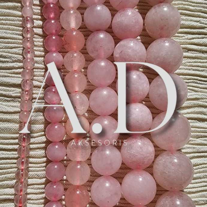 Jual Manik Batu Alam ROSE QUARTZ 4mm 6mm 8mm 10mm 12mm 14mm Beads Stone ...