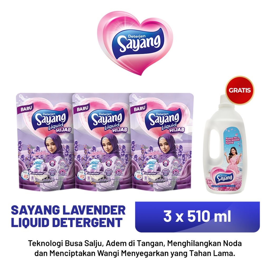 Jual Sayang Lavender Liquid Detergent (3 Pack) + free 1 Bottle ...