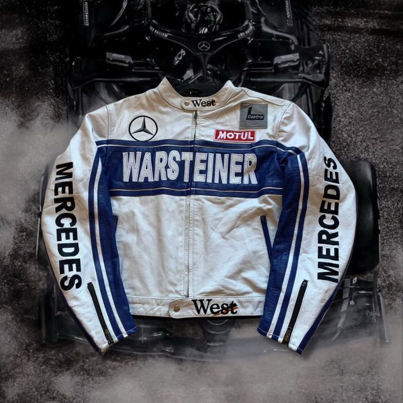 Jual IAMYOURQL - Mercedes Benz White Race Jacket Leather | Shopee Indonesia
