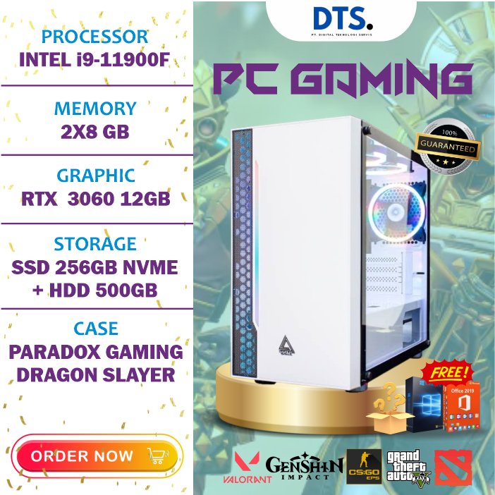 Jual PC Gaming Intel RGB | i9-11900F| RTX 3060 12GB | 16GB RAM |256GB ...