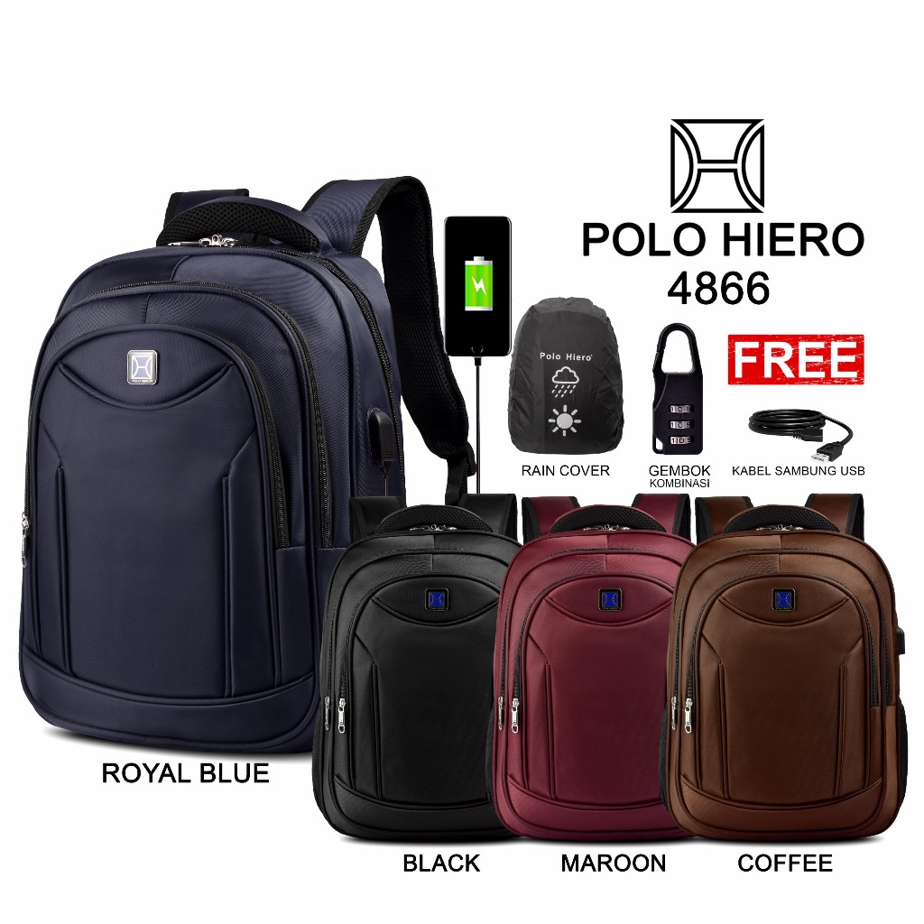 Jual Polo Hiero Tas Ransel Kerja Pria Polo Hiero 4866 [Free Kabel USB ...