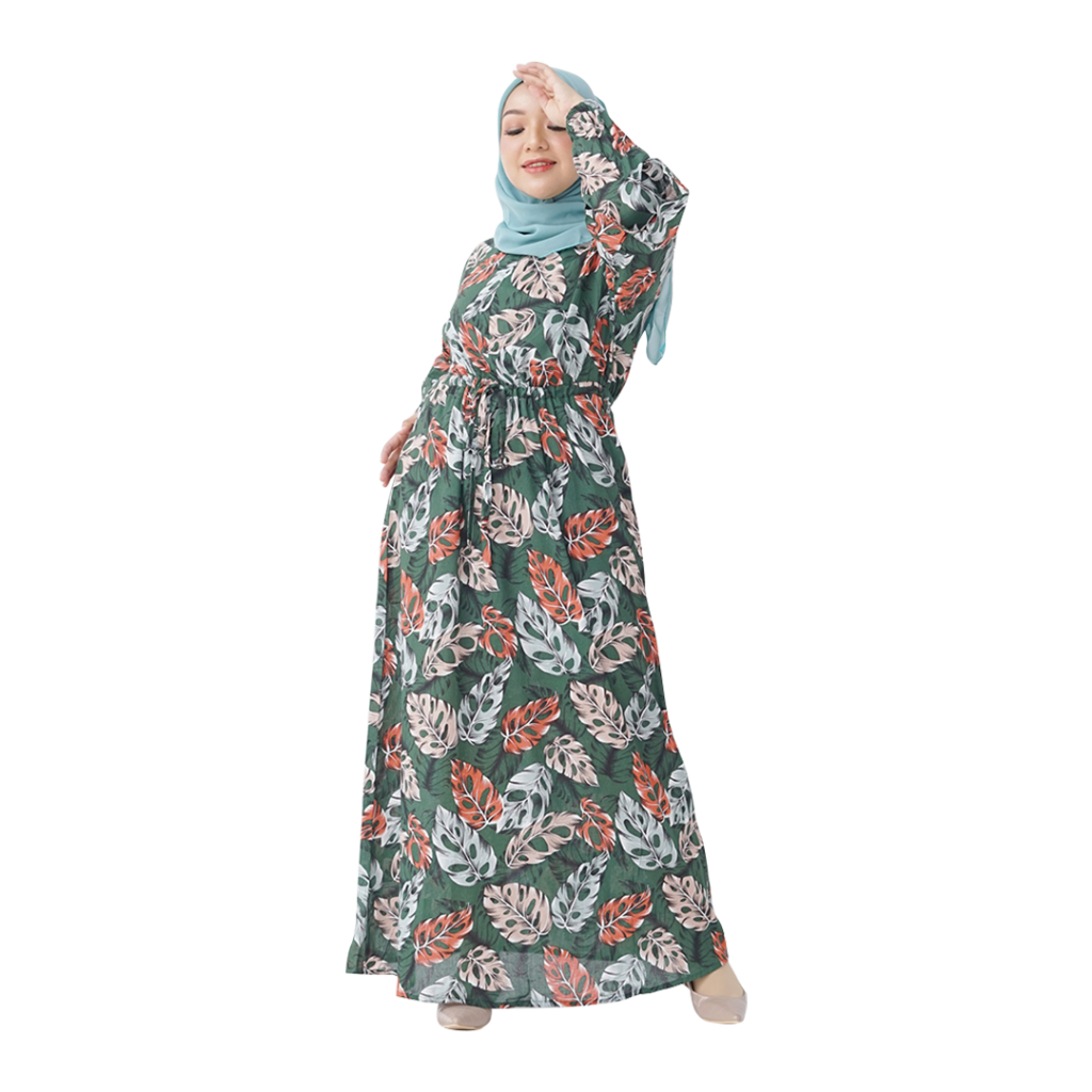 Jual MyOutfit - Baju Gamis Panjang Katun Rayon Motif Daun Janda Bolong ...