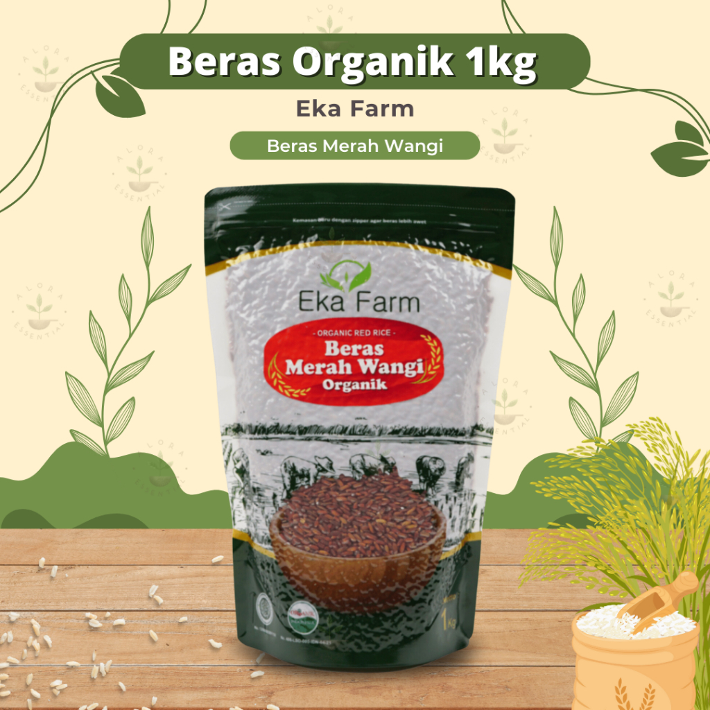 Jual Beras Merah Wangi organik Eka Farm kemasan vacum 1 Kg | Shopee ...