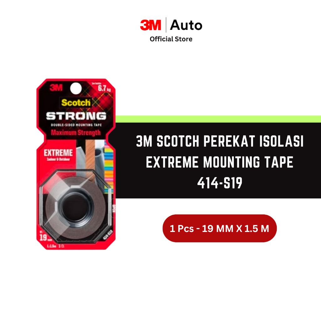 Jual 3M Scotch Perekat Isolasi Extreme Mounting Tape 414-S19 19 MM X 1.5 M | Shopee Indonesia