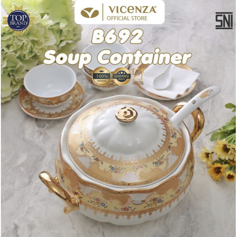 Jual SET Wadah Sup B692 VICENZA Camelia set Mangkuk saji besar kecil, tutup, piring hingga lepek ...
