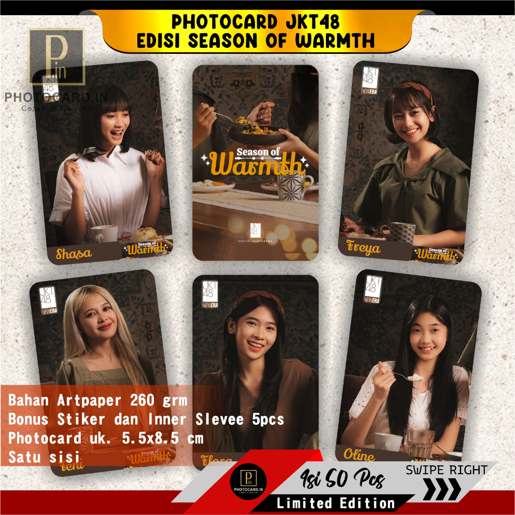 Jual Photocard JKT48 Edisi Season Of Warmth isi 50 pcs (Free Stiker dan Inner Slevee 5pcs ...