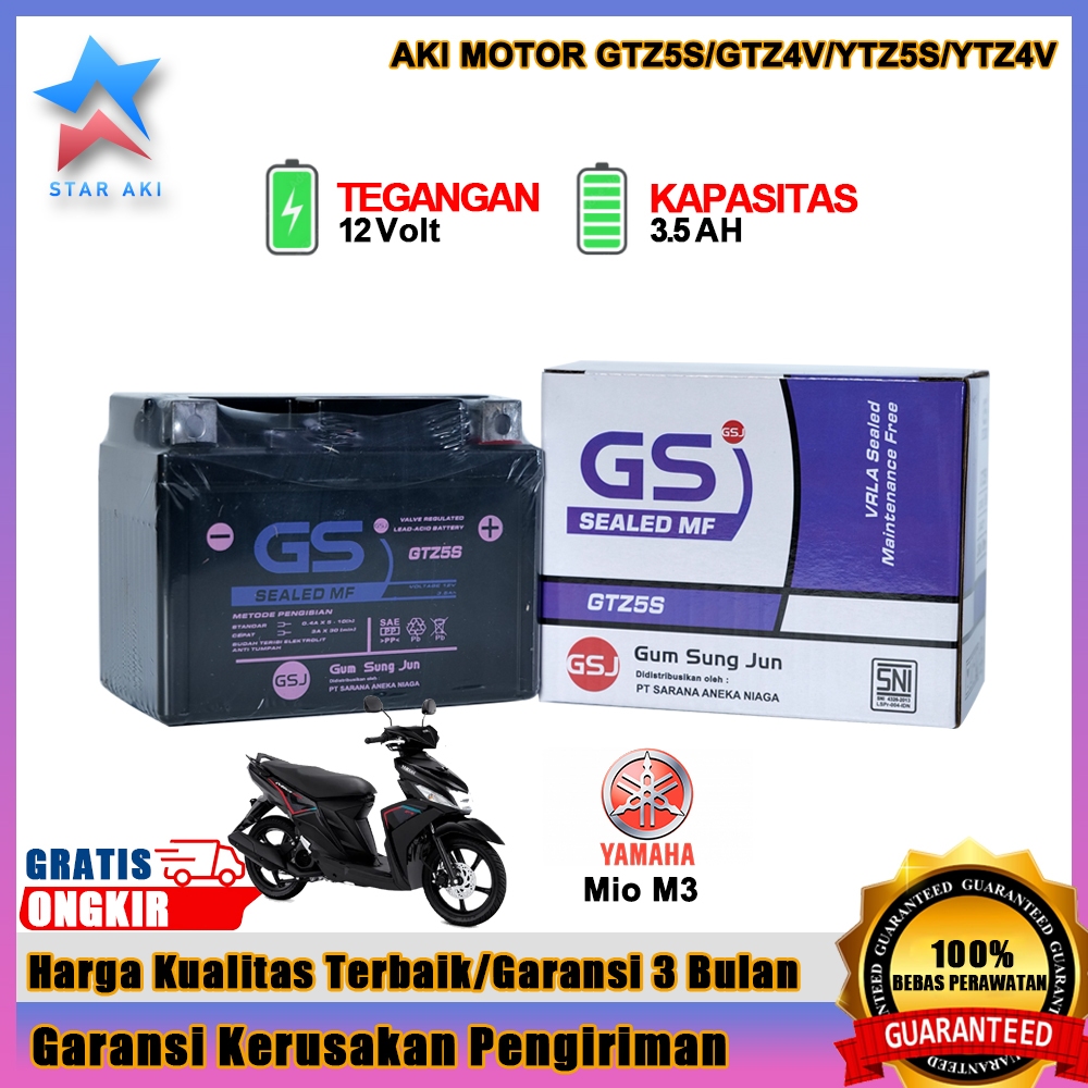 Jual Aki Motor Yamaha Mio M3 Aki Kering Accu Kering MF GTZ5S | Shopee Indonesia