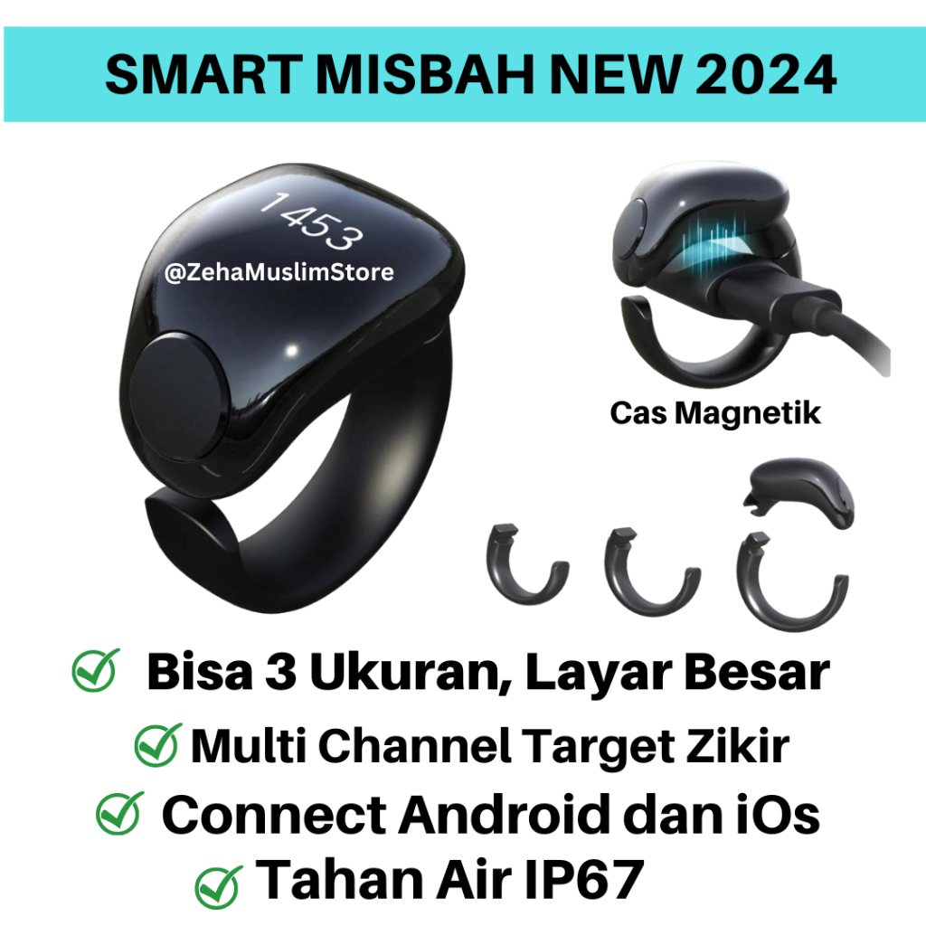 Jual Tasbih Digital Cincin Smart Misbah Zikr Ring Alat Dzikir Digital ...