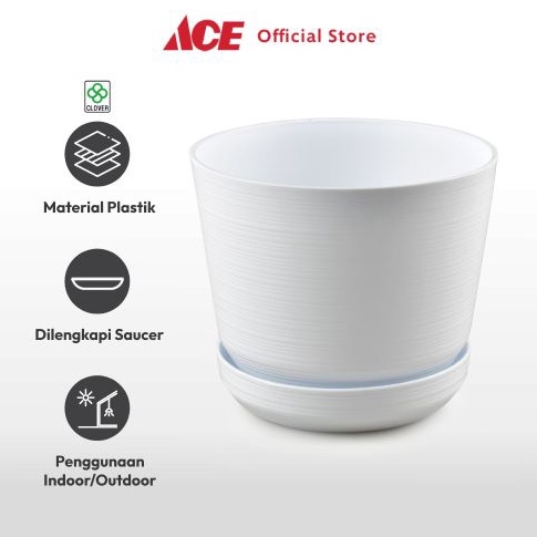 Jual REKOMENDASI Ace Clover 21 cm Pot Tanaman Dengan Saucer Putih Wadah ...