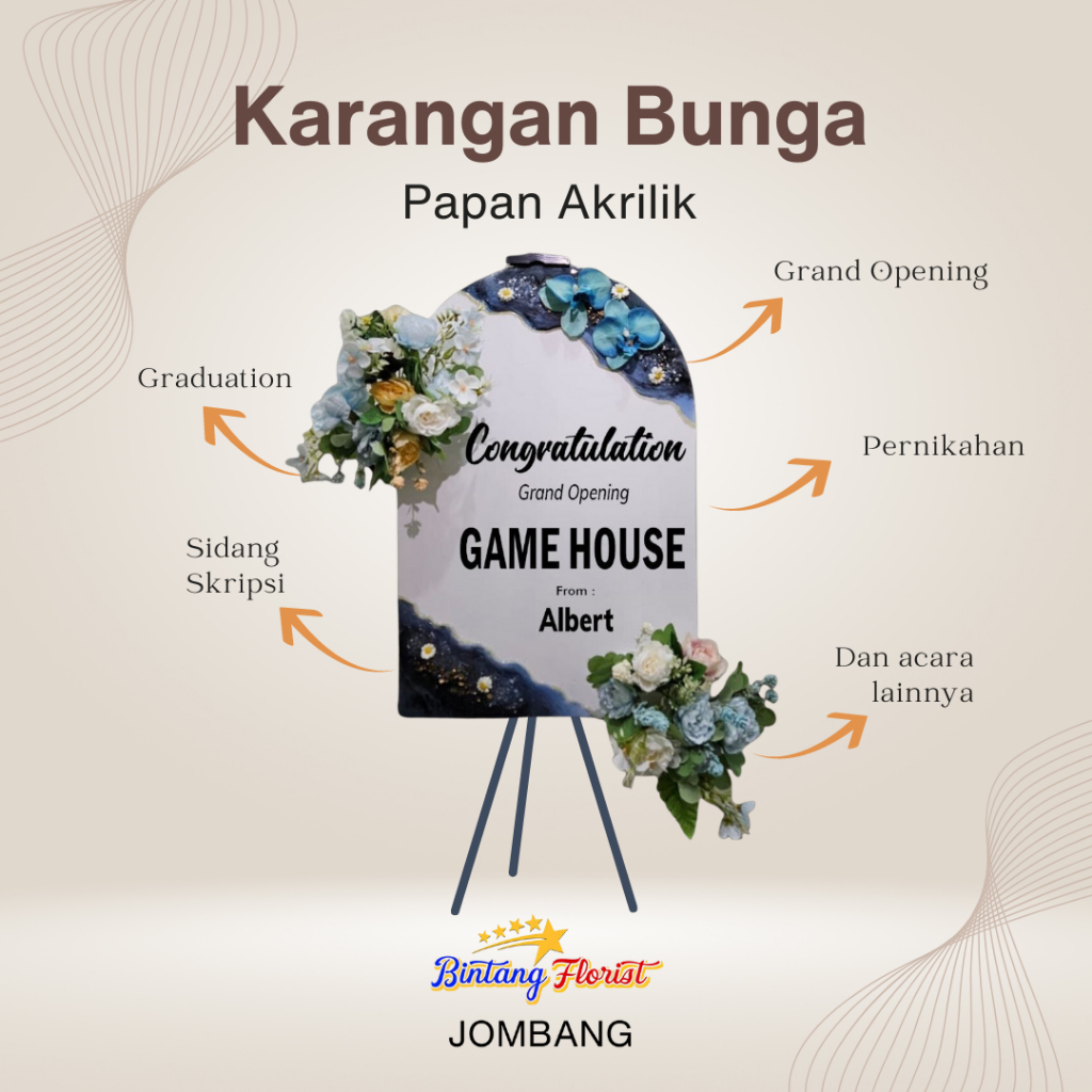Jual Bintang Florist Karangan Bunga Papan Akrilik Acrylic Persegi Bulat ...