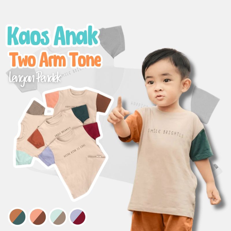 Jual Two Arm Tone Kaos Anak Lengan Pendek 1-5 Tahun Kombinasi Warna 1 2 ...