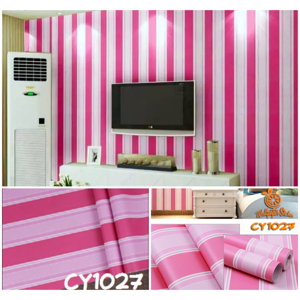 Jual Salur Pink Garis Wallpaper Sticker Dinding Warna Salur Pink Ukuran