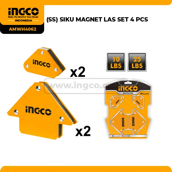 Jual Siku Magnet Las 4 in 1 Set INGCO AMWH4062 Arrow Magnet Welding 1.5 ...