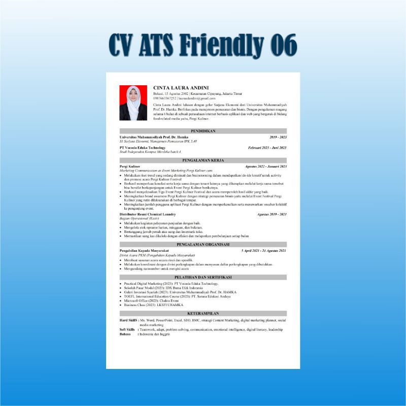 Jual CV ATS FRIENDLY Profesional (Indo/English) | Shopee Indonesia