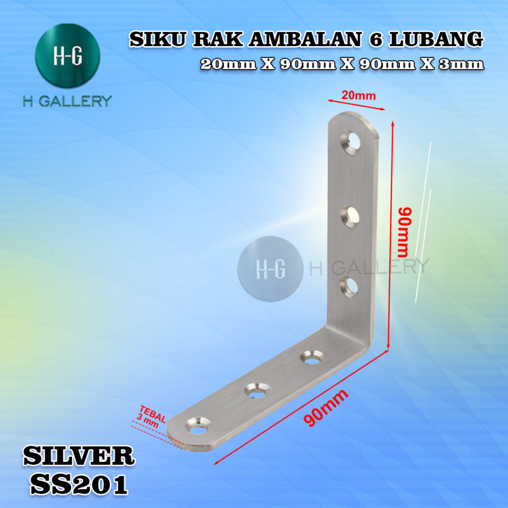 Jual SIKU RAK AMBALAN 6 LUBANG - 20MM X 90MM X 90MM X 3MM SS201 *S ...