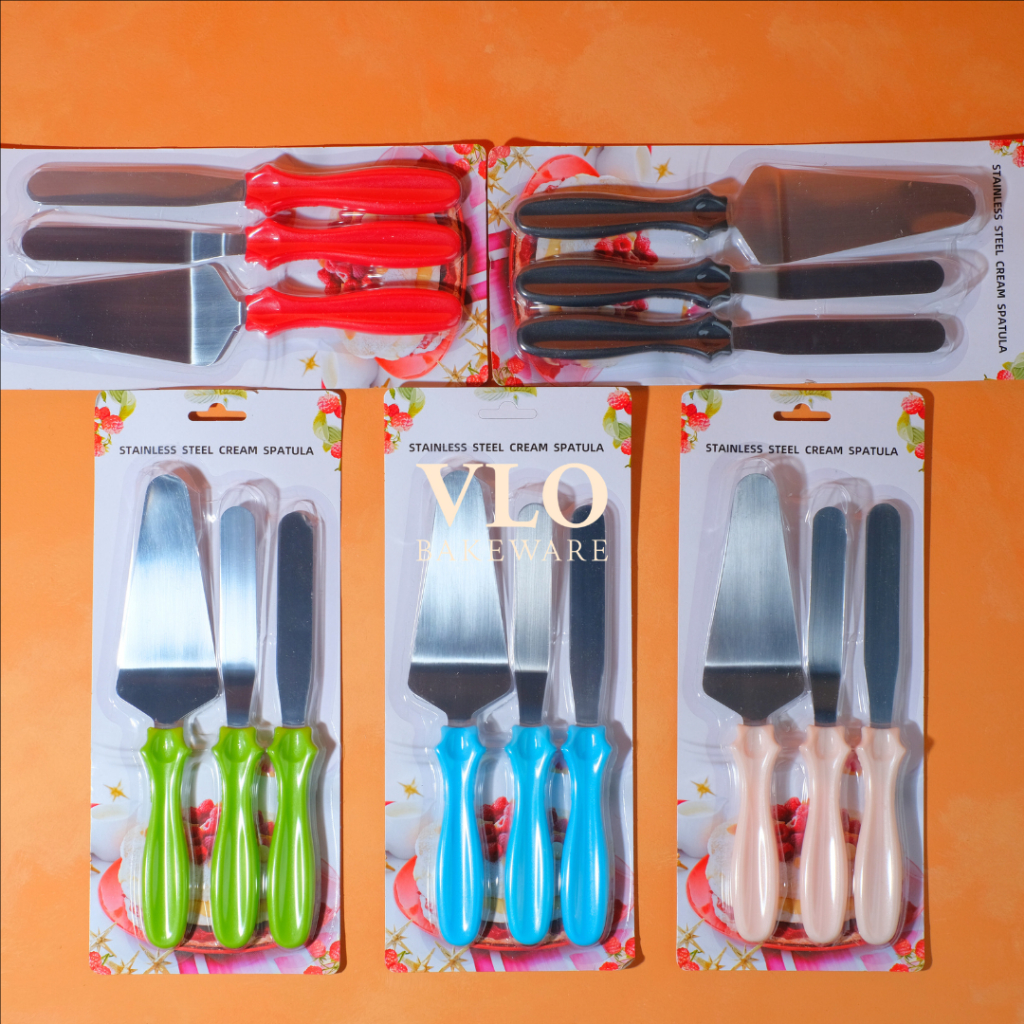 Jual Spatula buttercream 1 set isi 3 pcs | stainless steel spatula set ...