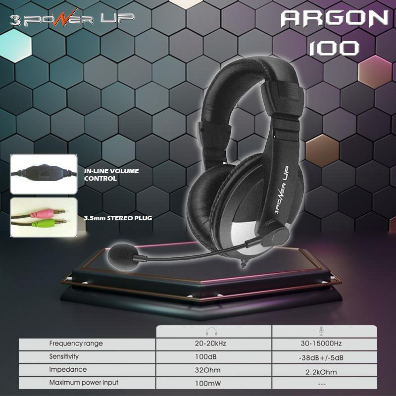 Jual Headset Power Up Argon 100 - Headset Gaming Super Bass | Shopee ...