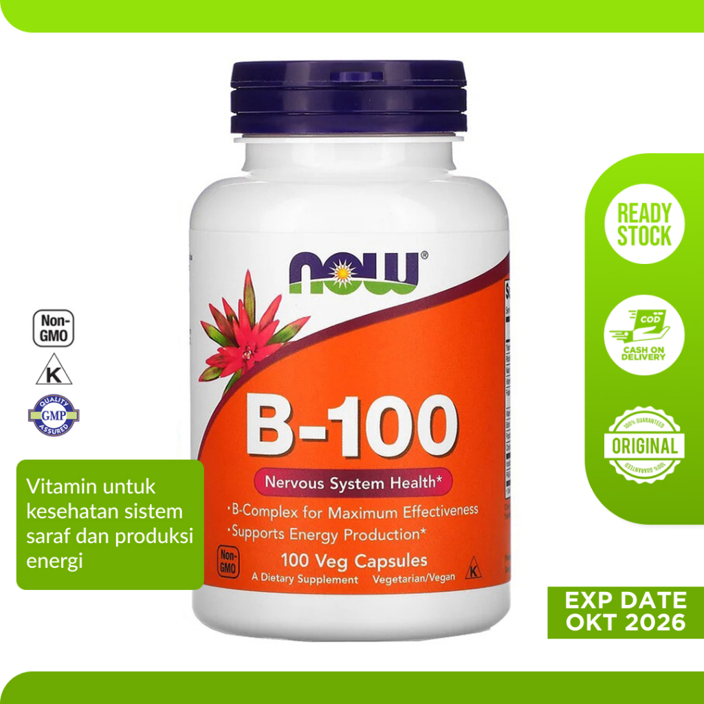 Jual Vitamin Suplemen B-100 B Complex B Komplek Now 100 Vcaps | Shopee ...