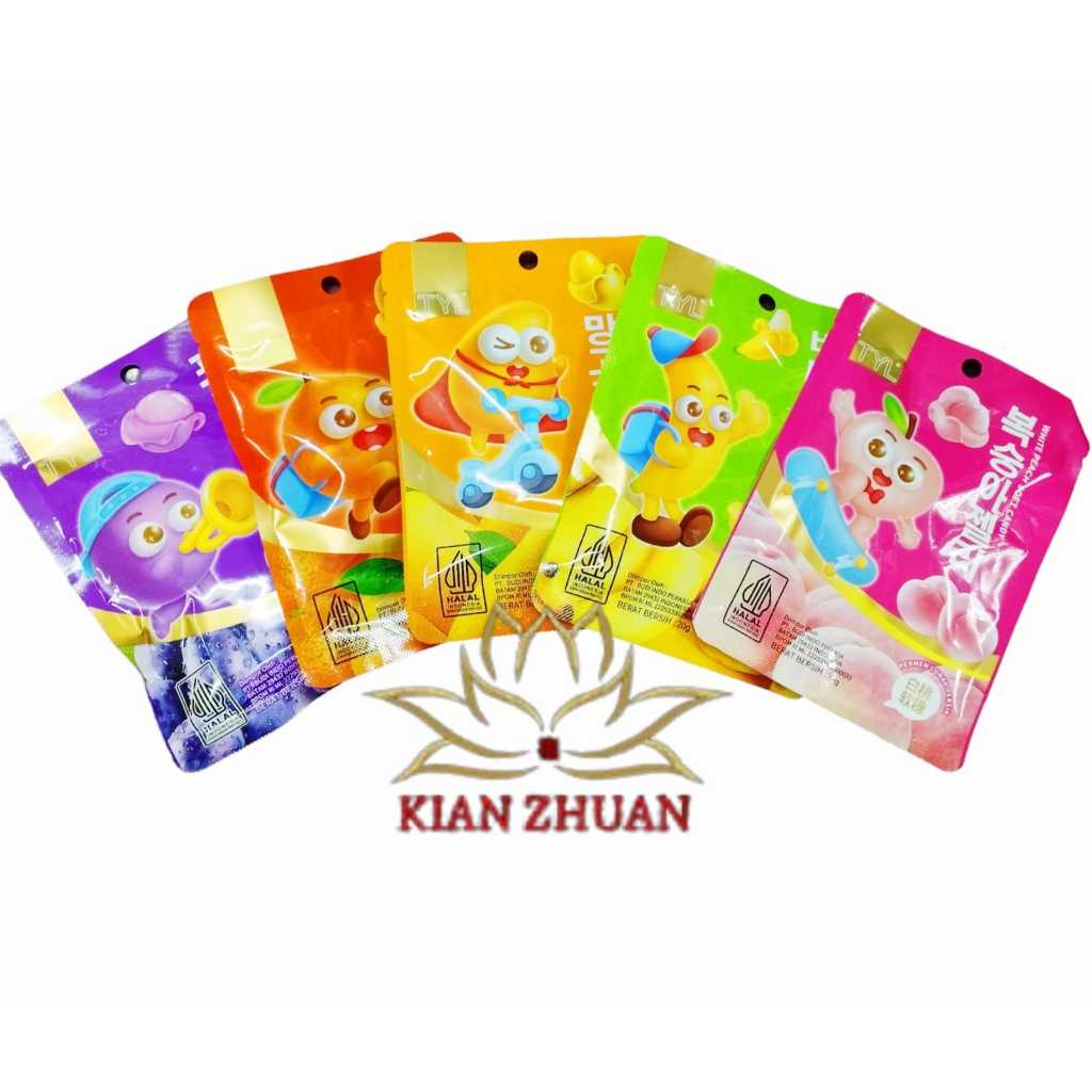 Jual TYL Permen Permen Lunak Rasa Mangga,Anggur,Peach,Jeruk,Pisang ...