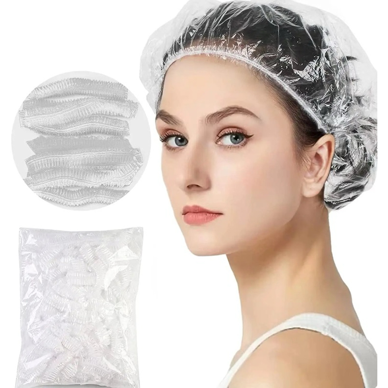Jual 100pcs Shower Cap Plastik Mandi Waterproof Hair Net Penutup Kepala ...