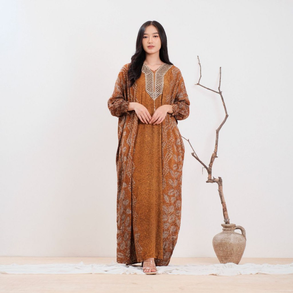 Jual Kaftan Batik Cap Mix Renda Tile Gamis Kaftan Jumbo Gamis Wanita ...