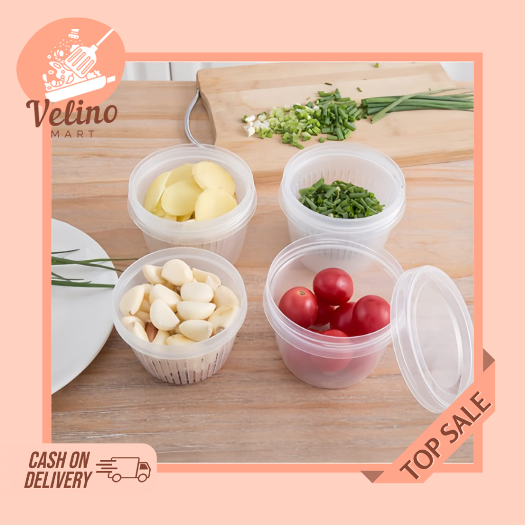 Jual Toples Bulat Transparan Plus Saringan / Penyimpanan Bawang Sayur ...