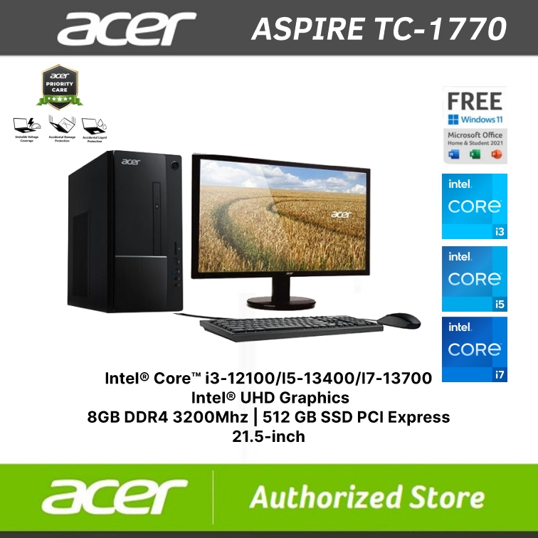 Jual ACER Aspire PC Desktop TC-1770 INTEL I3-13100/I5-13400/I7-13700 ...