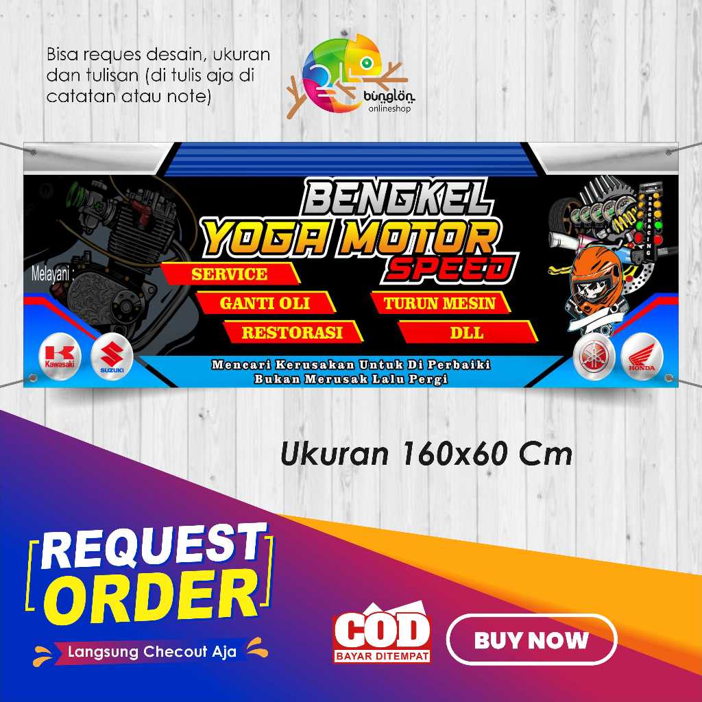 Jual Spanduk Banner 160x60 Bengkel Motor Speed Custom Desain | Shopee ...