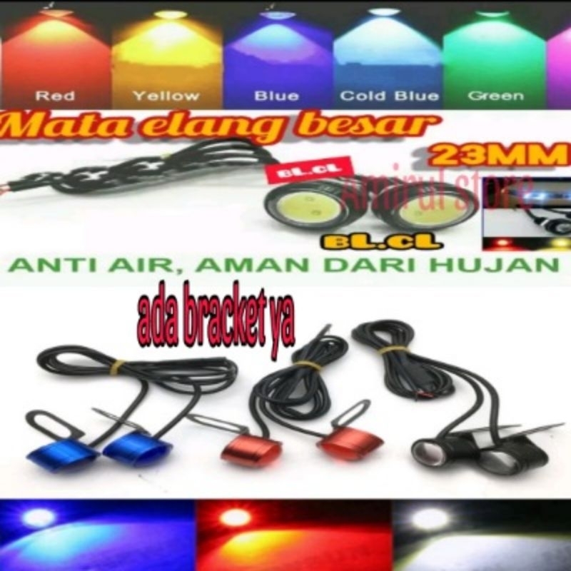 Jual Lampu LED mata elang mode diam EAGLE EYE KEDIP 3 LED DRL MATA ELANG FLASH Motor Mobil ...
