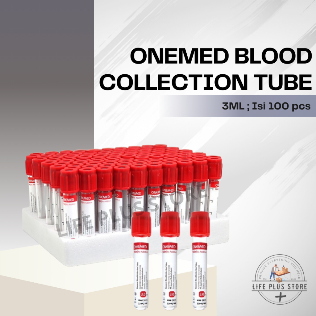 Jual Tabung Darah Vaculab Plain 3ML OneMed Blood Collection Tube Merah ...