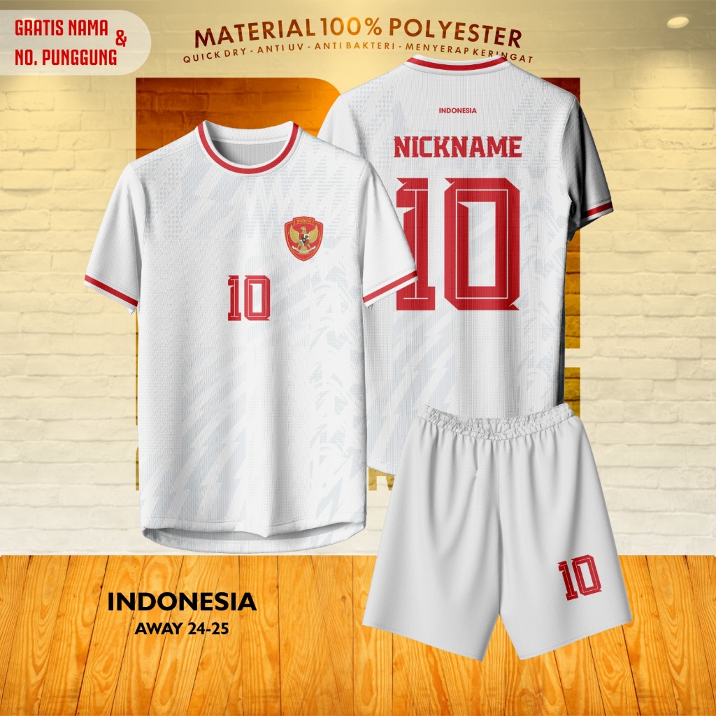 Jual Jersey/Baju TIMNAS AWAY PUTIH 2024 SUPORTER Gratis Name Set & No ...