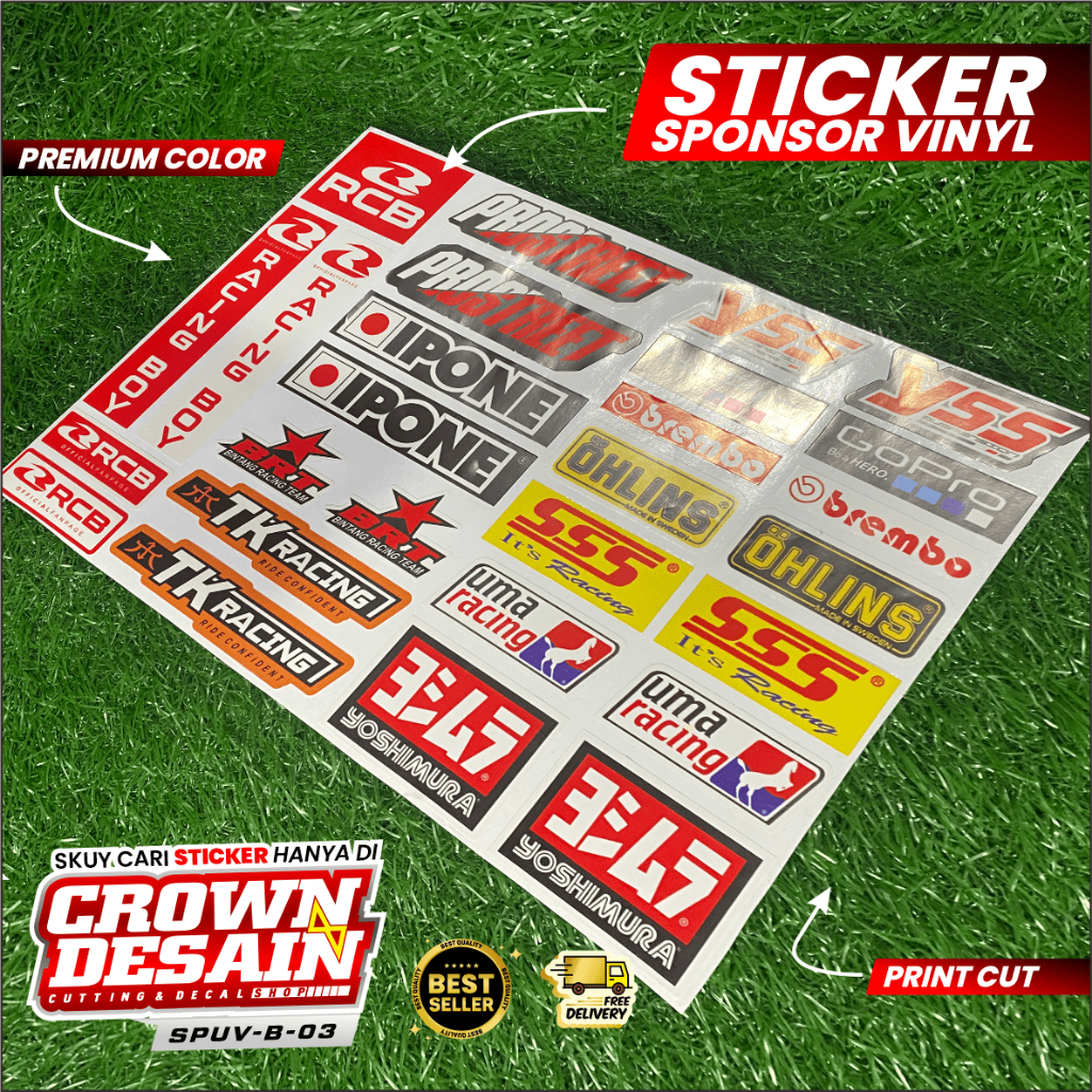 Jual Stiker Sponsor Hologram & Vinyl Racing Isi 27 pcs Variasi Motor ...