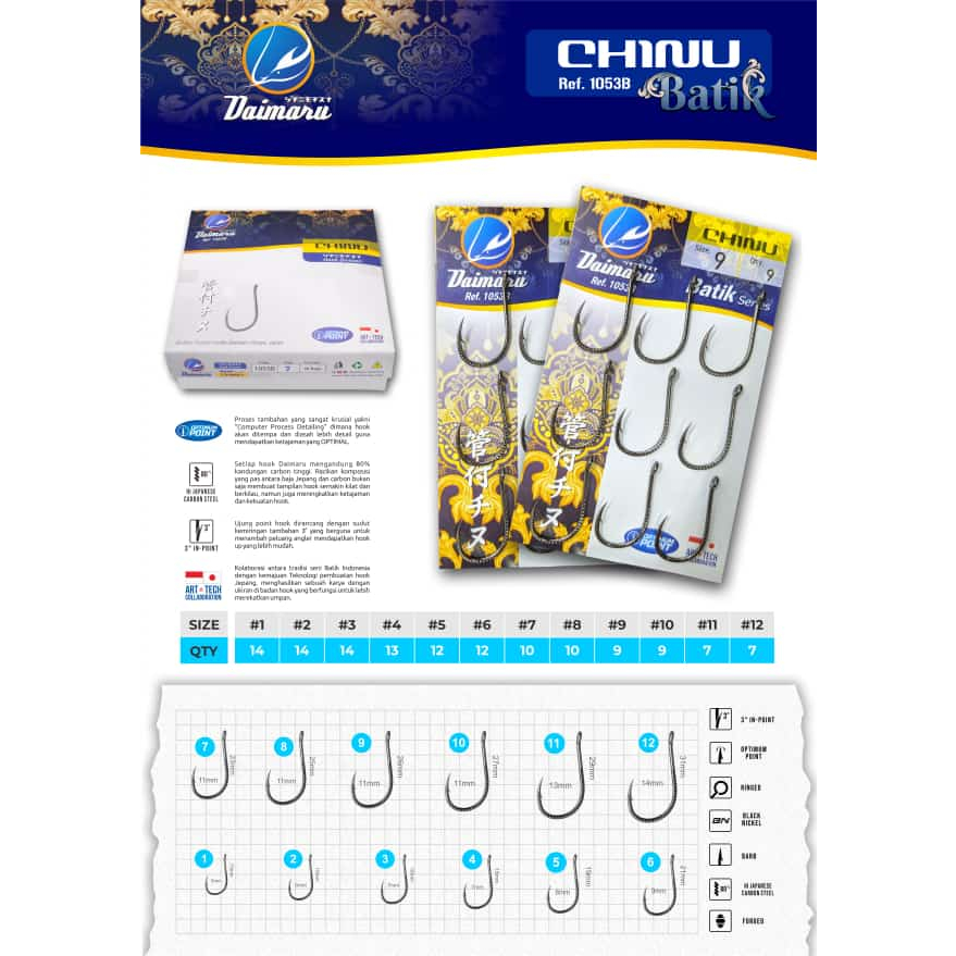 Jual Mata Kail Pancing Daimaru Series Batik Marusode/Chinu Super Tajam ...