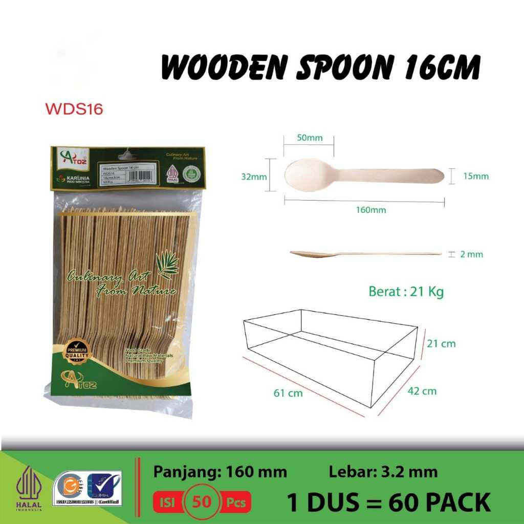 Jual Sendok Kayu Sekali Pakai /Disposable Wooden Spoon 16cm 50pcs ...