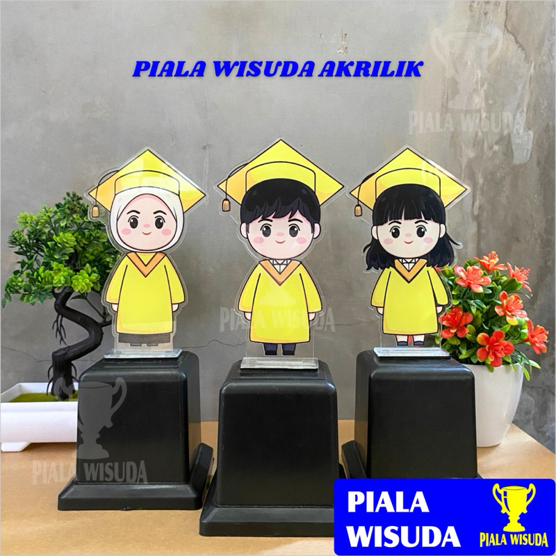 Jual Piala Akrilik Wisuda (Kuning) 3mm Print UV Tatakan W4 - Piala ...