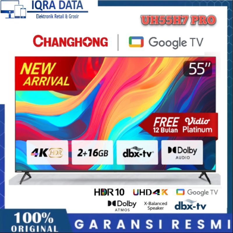 Jual Changhong Android Google TV 55 inch UH55H7 - Netflix/Youtube ...