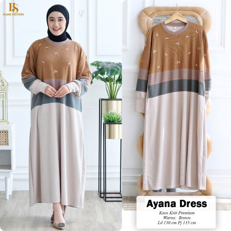 Jual AYANA DRESS MAXI JUMBO KAOS KNIT PREMIUM KOMBINASI BY HIJAB SISTER (LD 124) | Shopee Indonesia