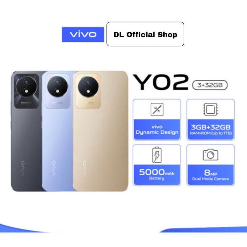 Jual vivo Y02 (3/32) - Dynamic Design, 5000mAh Battery, Dual-Mode Camera, 6.51" HD+ Big Screen ...