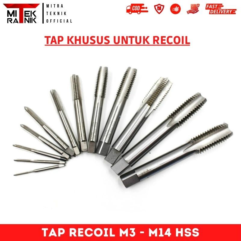 Jual Hand Tap Khusus Untuk Pemasangan Recoil M3 M4 M5 M6 M7 M8 M10 M12 M14 Tap HSS | Shopee ...