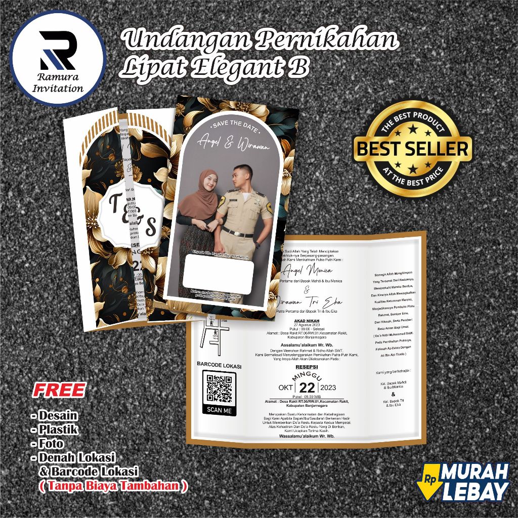 Jual Undangan Pernikahan Lipat Elegant B ( Free Desain, Foto, Denah ...