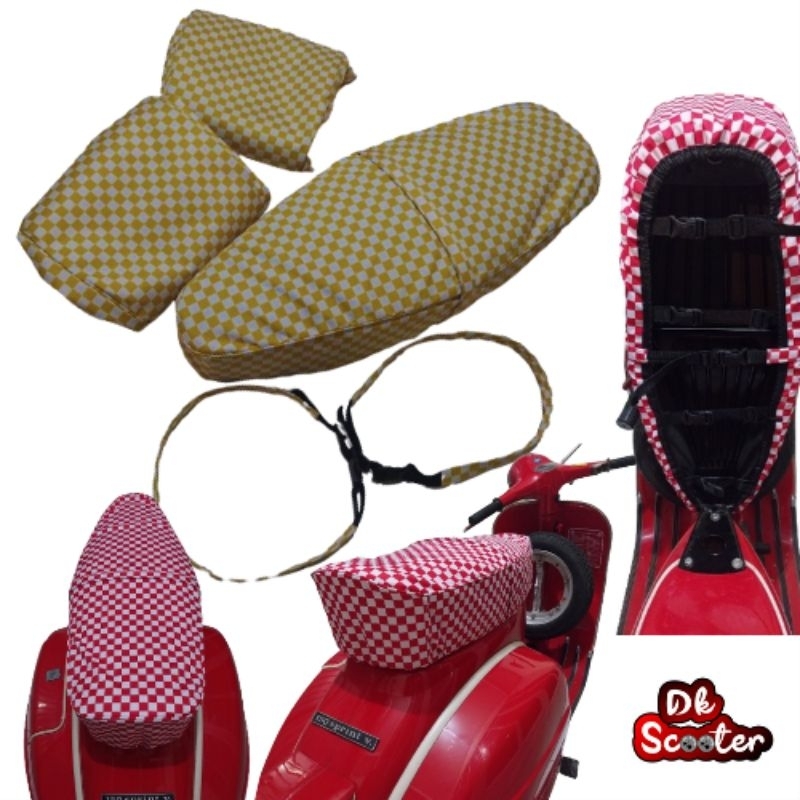 Jual Cover jok vespa klasik largeframe catur kuning | Shopee Indonesia